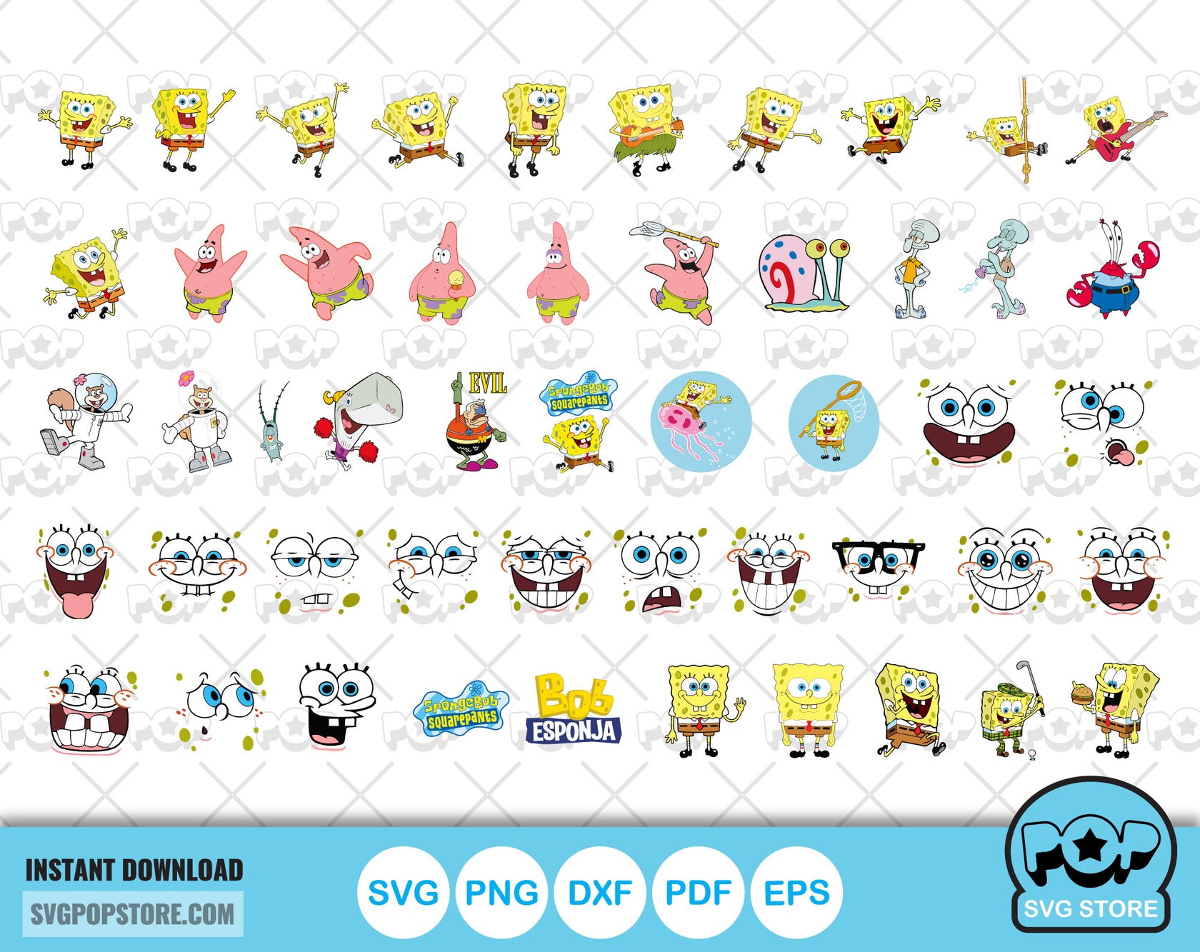 Spongebob Squarepants 100 cliparts bundle, SpongeBob svg cut files for ...