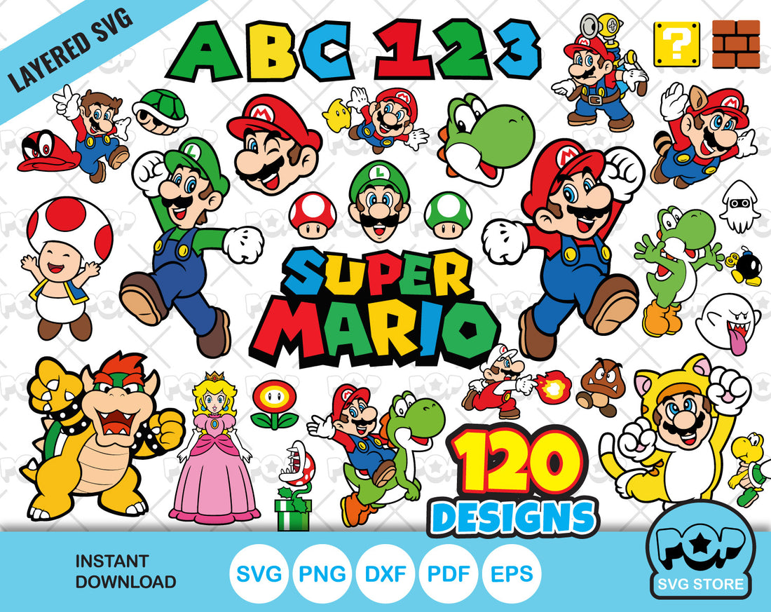 Super Mario clipart bundle, SVG cutting files for cricut silhouette ...