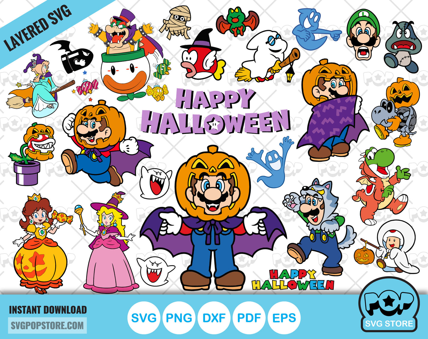 Super Mario Halloween clipart bundle, SVG cut files for Cricut / Silho ...
