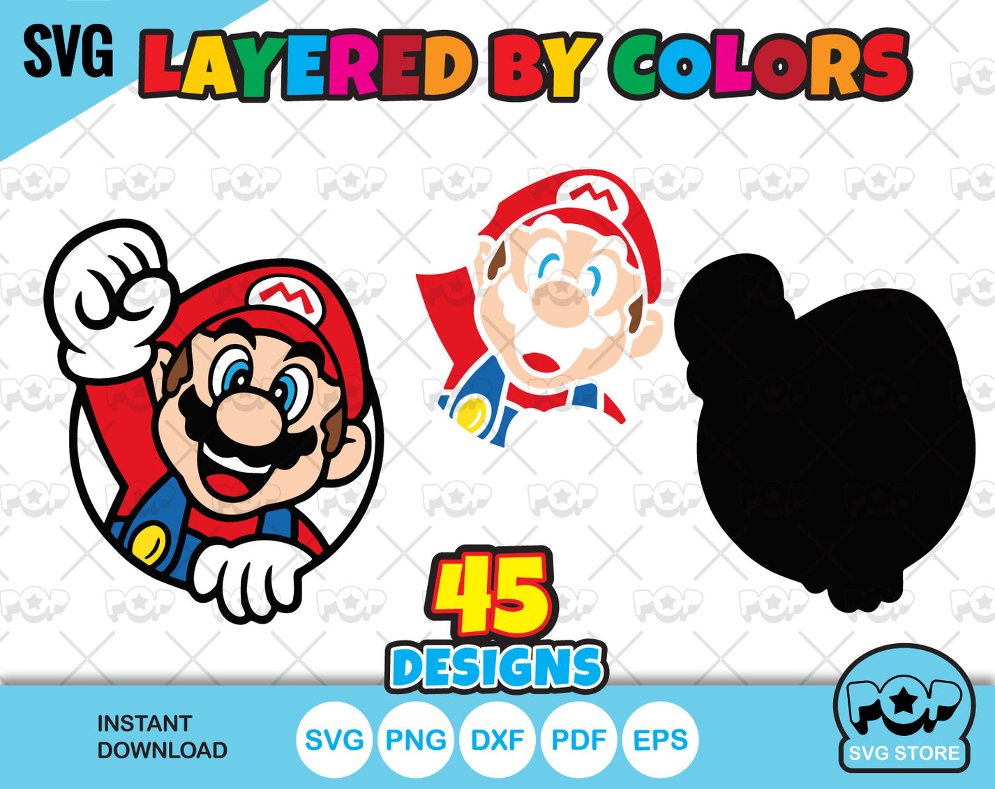 Super Mario Icons clipart set, Mario Bros svg cut files for Cricut / S ...
