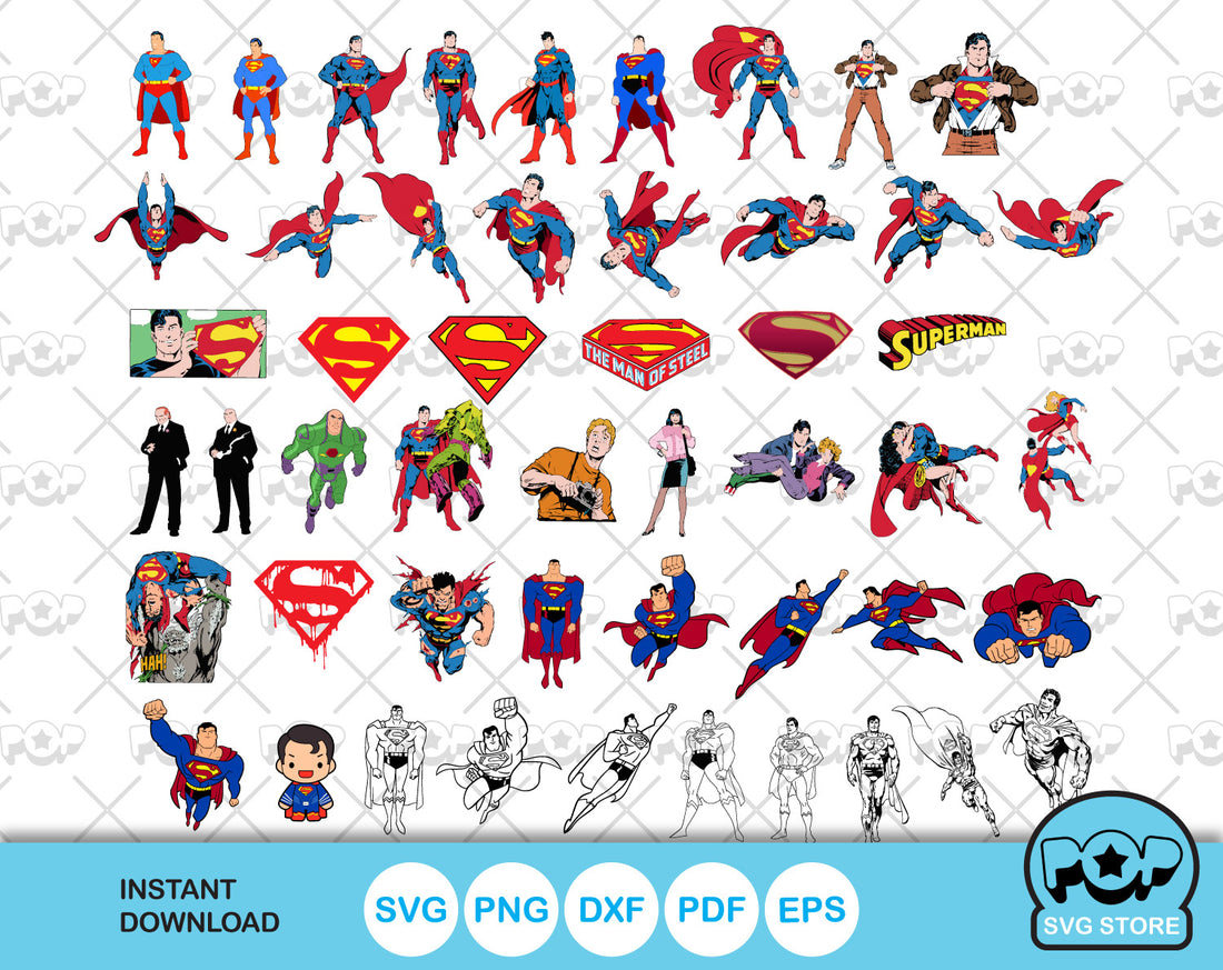 Superman 50 cliparts bundle, Superman SVG cut files for Cricut / Silho ...