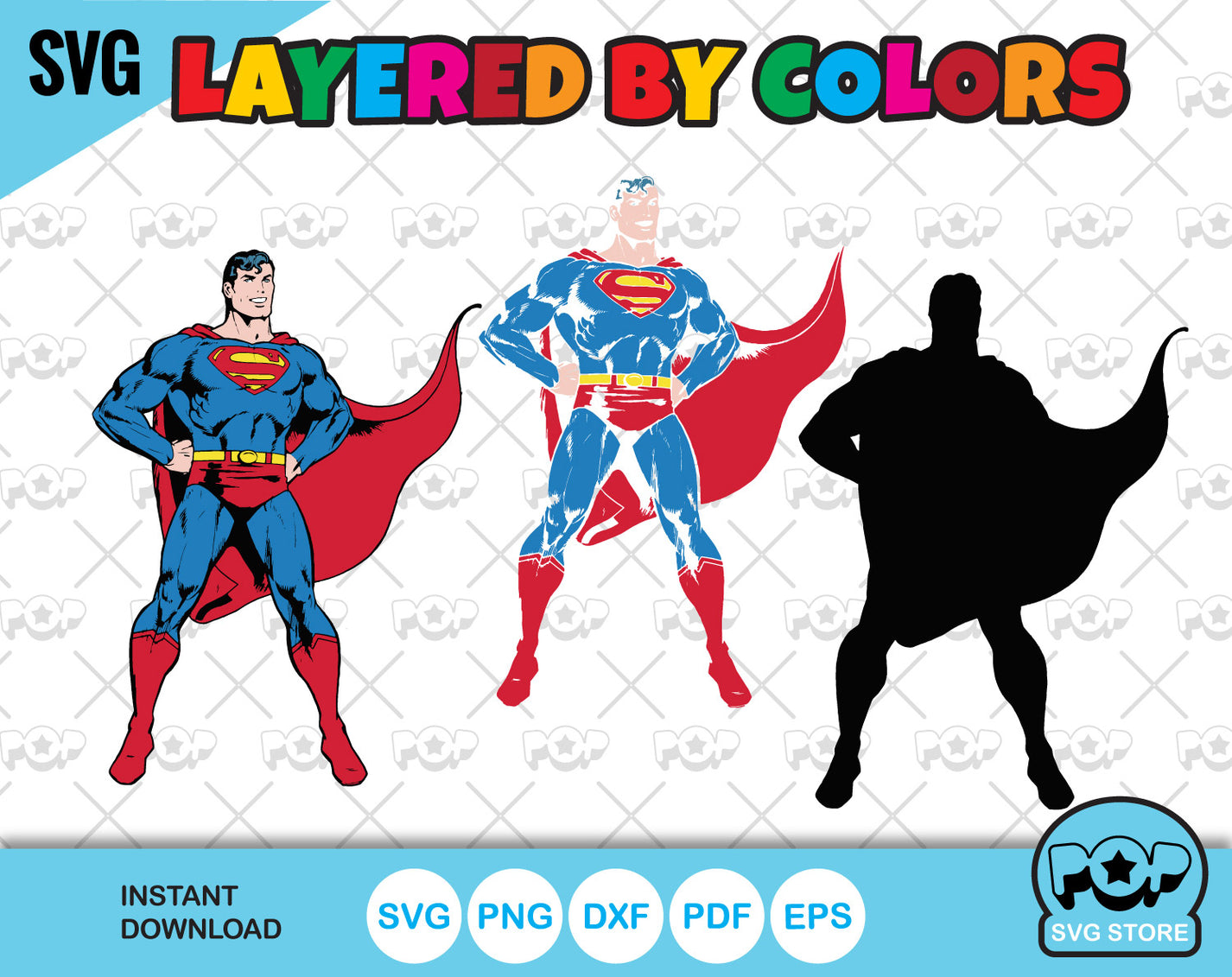 Superman 50 cliparts bundle, Superman SVG cut files for Cricut / Silho ...