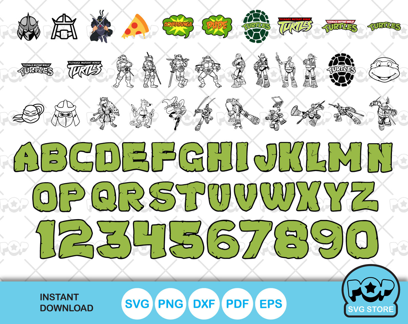 Ninja Turtles clipart + alphabet, Teenage Mutant Ninja Turtles SVG cut ...