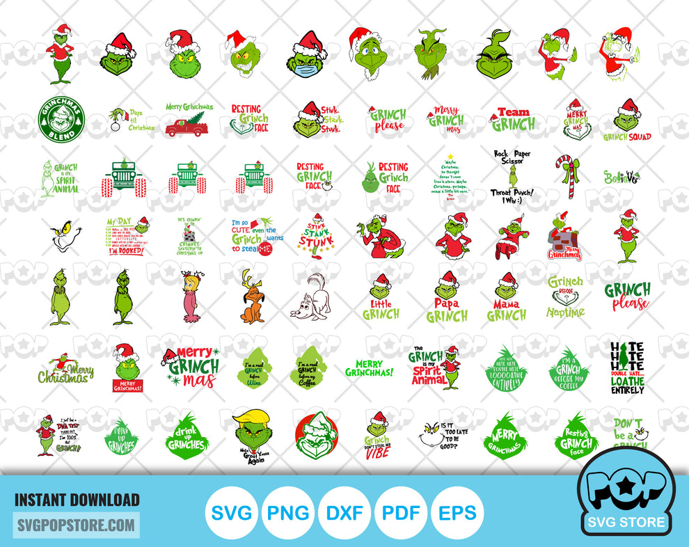 The Grinch 500+ cliparts bundle, Grinch Christmas SVG cut files for ...