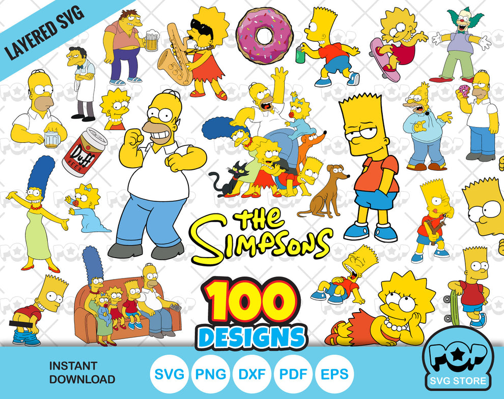 The Simpsons clipart bundle, SVG cutting files for Cricut / Silhouette ...