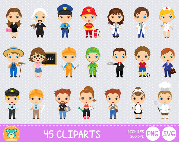Cute Professions clipart set, Digital clip art for decoration, scrapbo ...