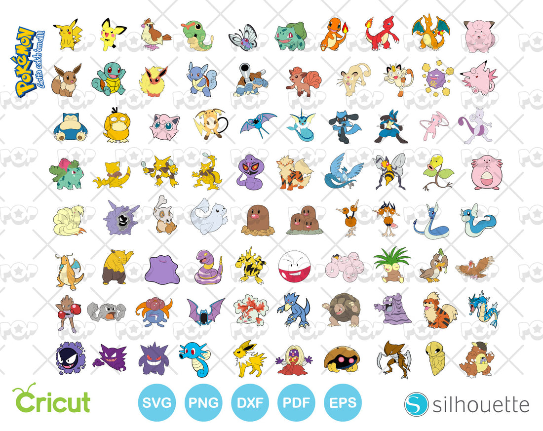 Pokemon 150 cliparts bundle, SVG cut files for Cricut / Silhouette ...