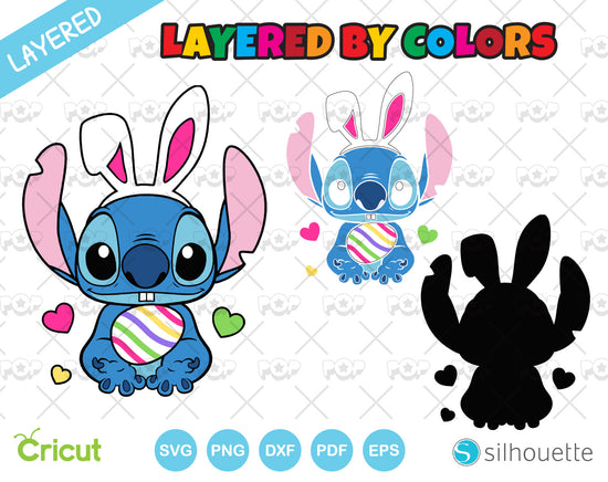 Stitch Easter clipart set, Disney Easter SVG cut files for Cricut / Si ...