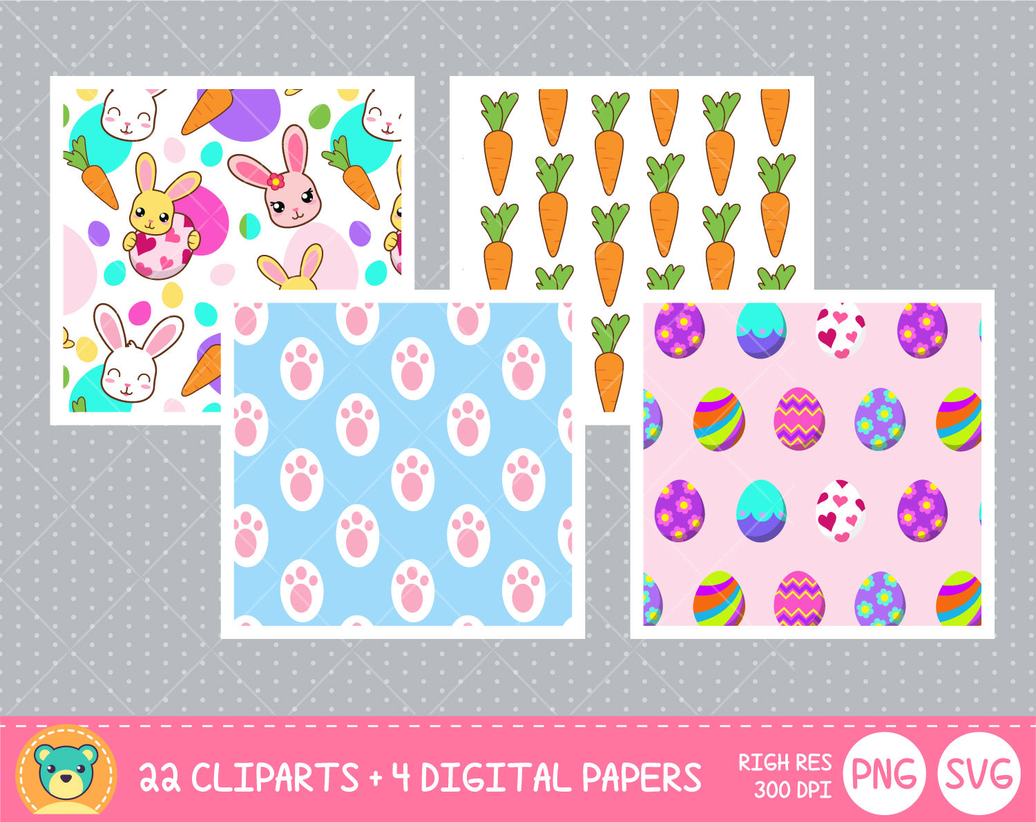 Cute Easter Kids clipart set, Digital clip art for decoration, scrapbo ...