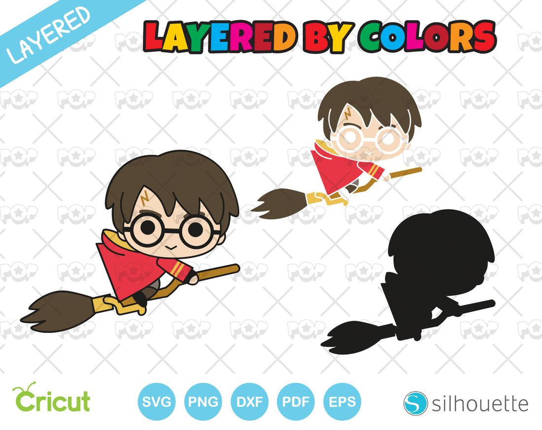 Chibi Harry Potter clipart set, Wizard SVG cut files for Cricut ...