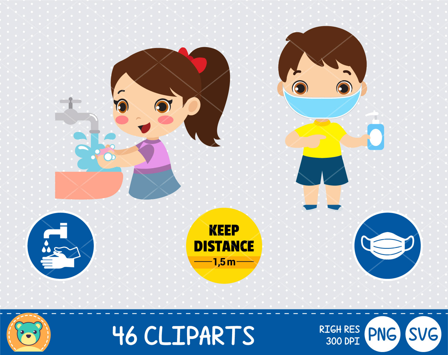 Stay Healthy clipart set, Digital clip art for decoration, scrapbookin ...