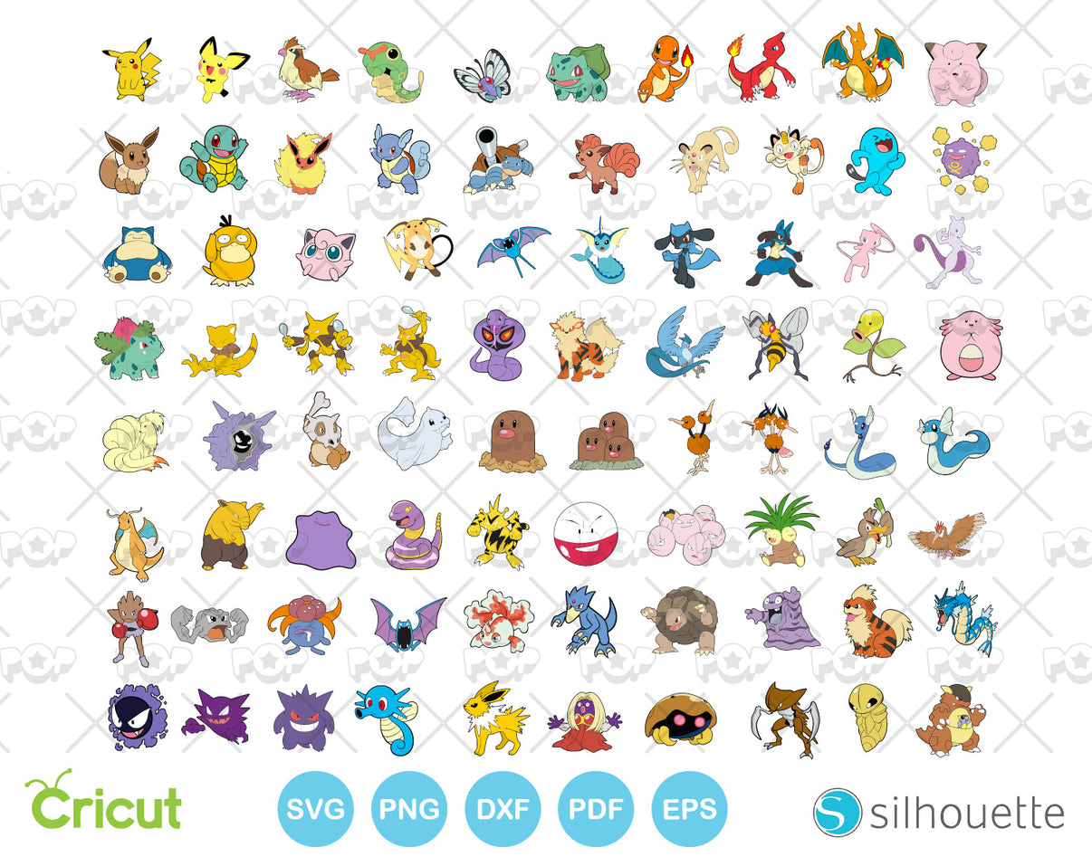 Pokemon 200+ cliparts bundle, SVG cut files for Cricut / Silhouette ...