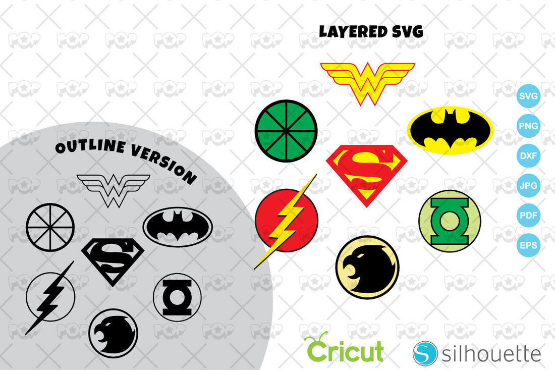 DC Superheroes logos clipart, SVG cutting files for cricut silhouette ...