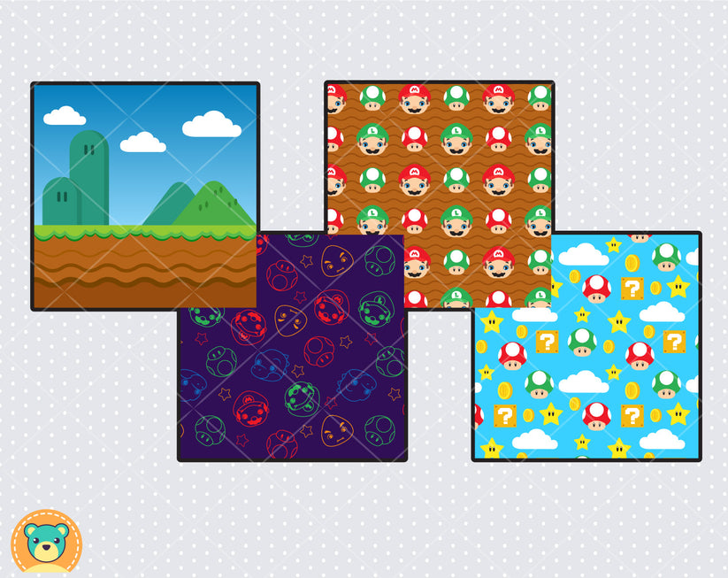 Cute Mario clipart set, Digital clip art for decoration, scrapbooking ...
