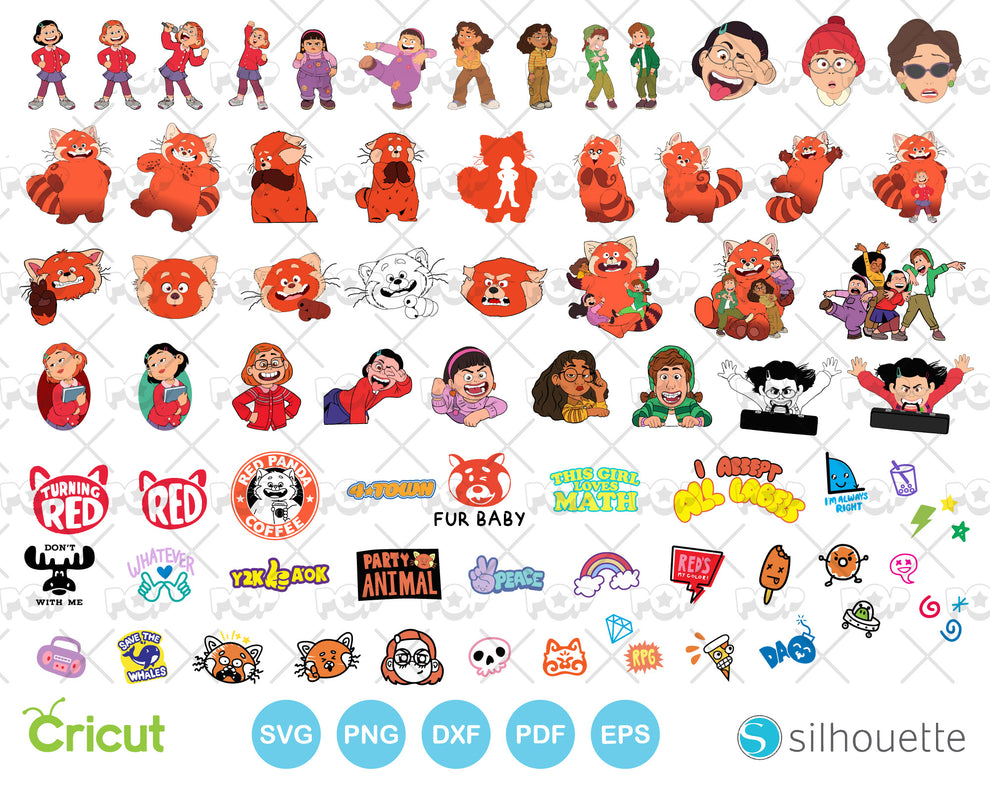 Disney Turning Red 100+ cliparts bundle, Mei Lee SVG cut files for ...
