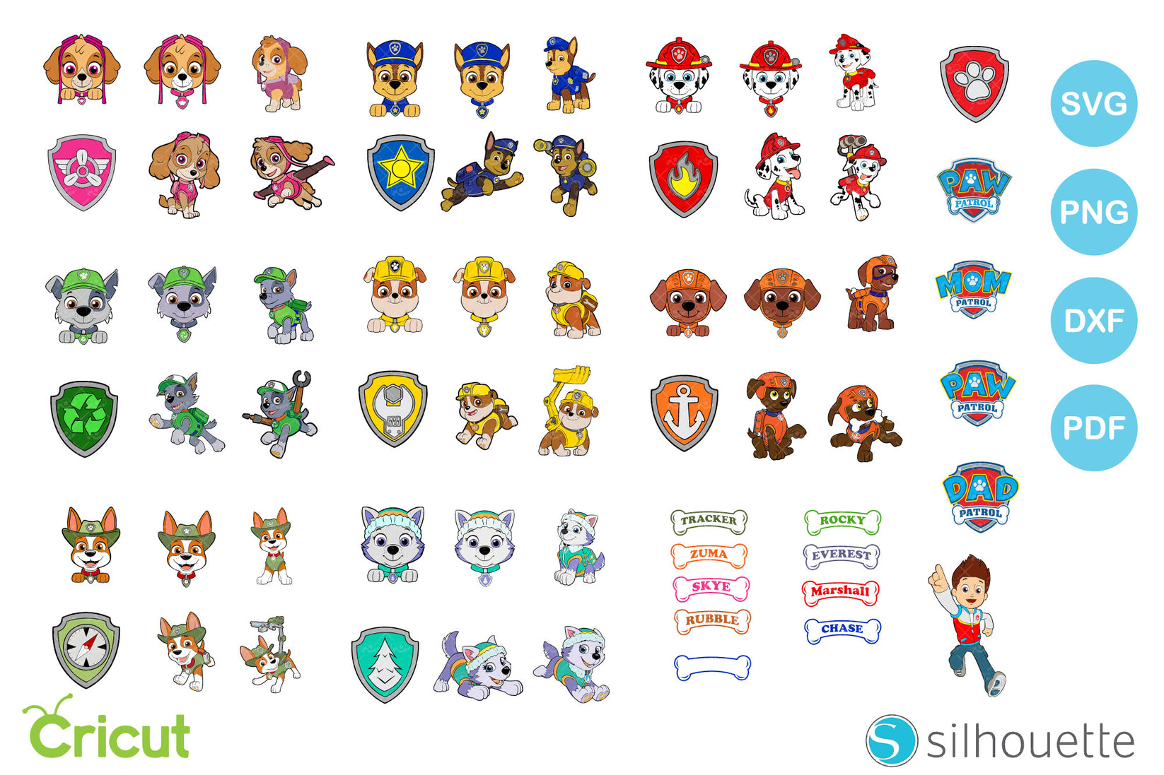 Paw Patrol 64 cliparts bundle, SVG cutting files for cricut silhouette ...