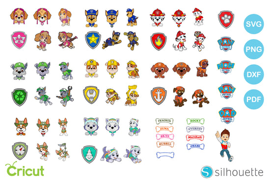 Paw Patrol 64 cliparts bundle, SVG cutting files for cricut silhouette ...