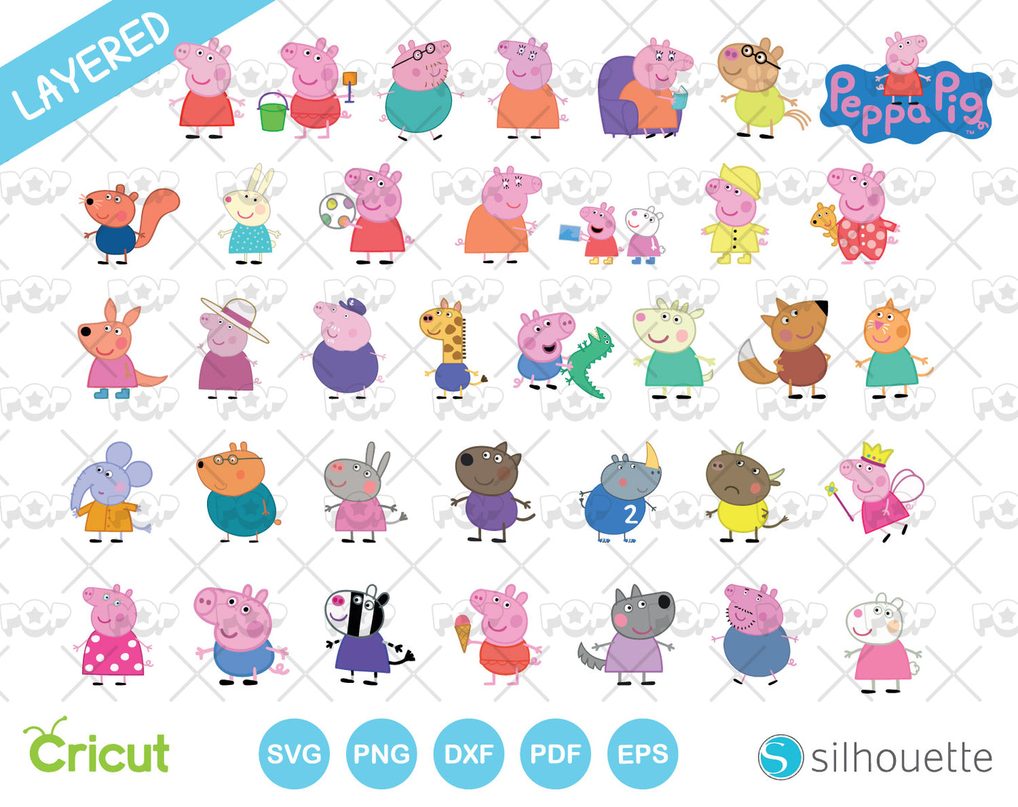 Peppa Pig clipart bundle, SVG cut files for Cricut / Silhouette ...