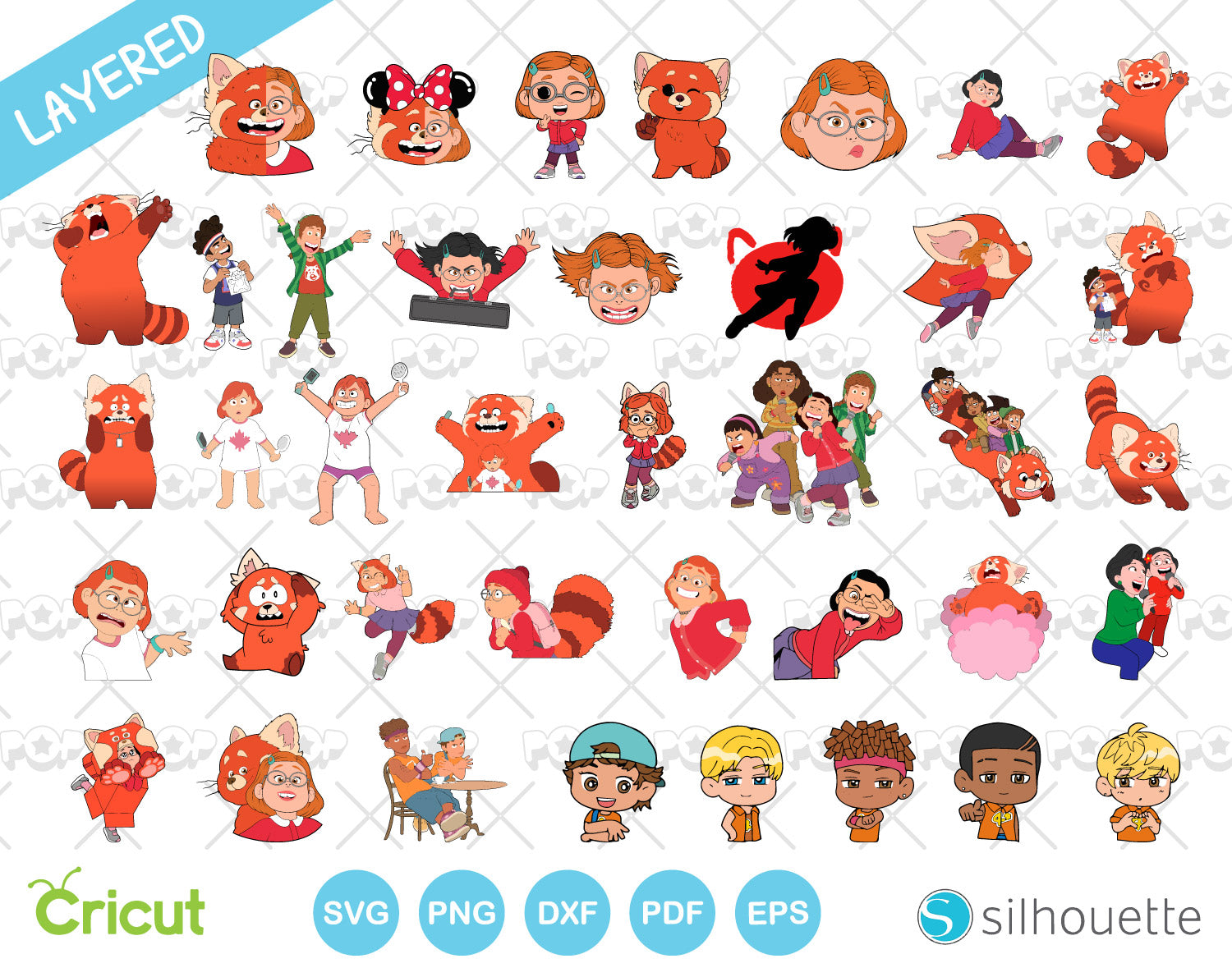 Turning Red 150 cliparts bundle, SVG cutting files for Cricut ...